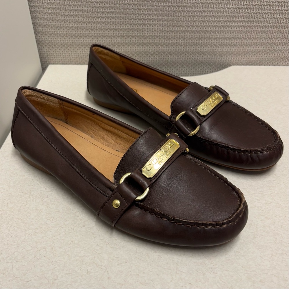 Coach Leather Felisha Brown Loafers Women’s Shoes Siz… - Gem